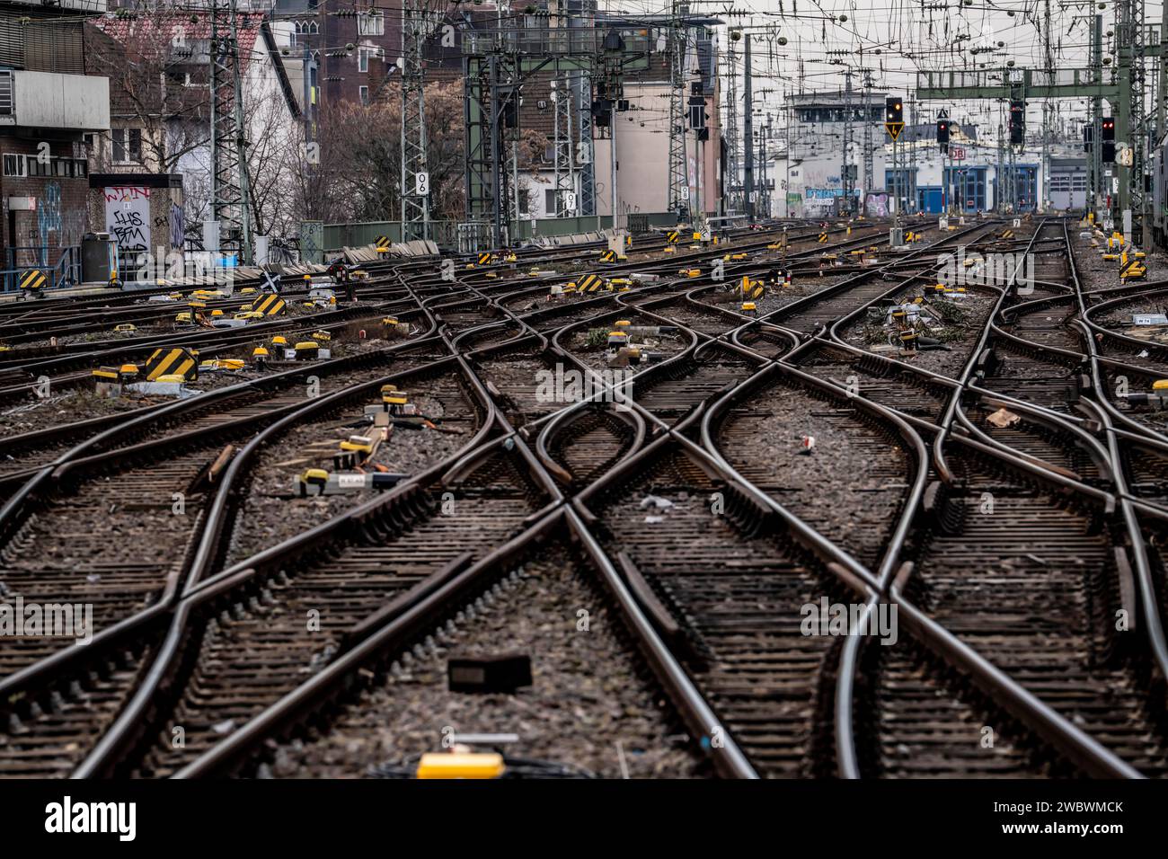 Empty tracks in front of Cologne Central Station, 3-day strike of the ...