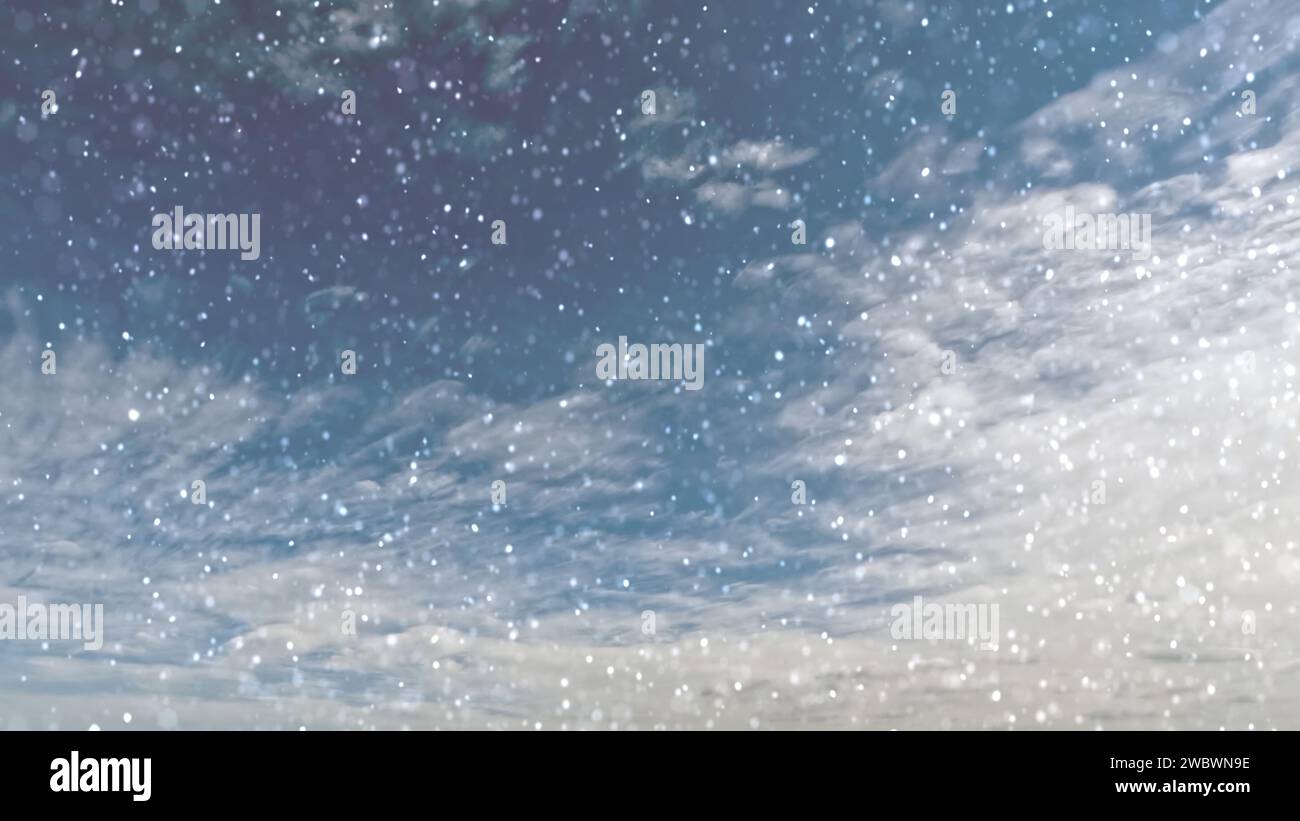 beautiful snow fall on clouds on sky bg - photo of nature Stock Photo ...