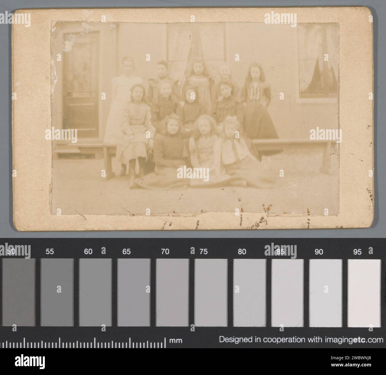 Portrait of an unknown group of girls, students of the seventh grade of ...