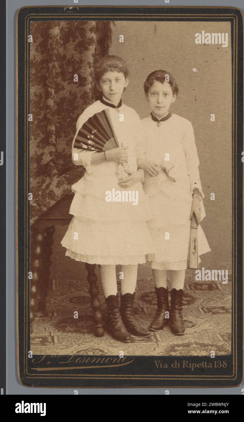 Portrait of two unknown children with fans, Fratelli Desimoni, 1896 ...