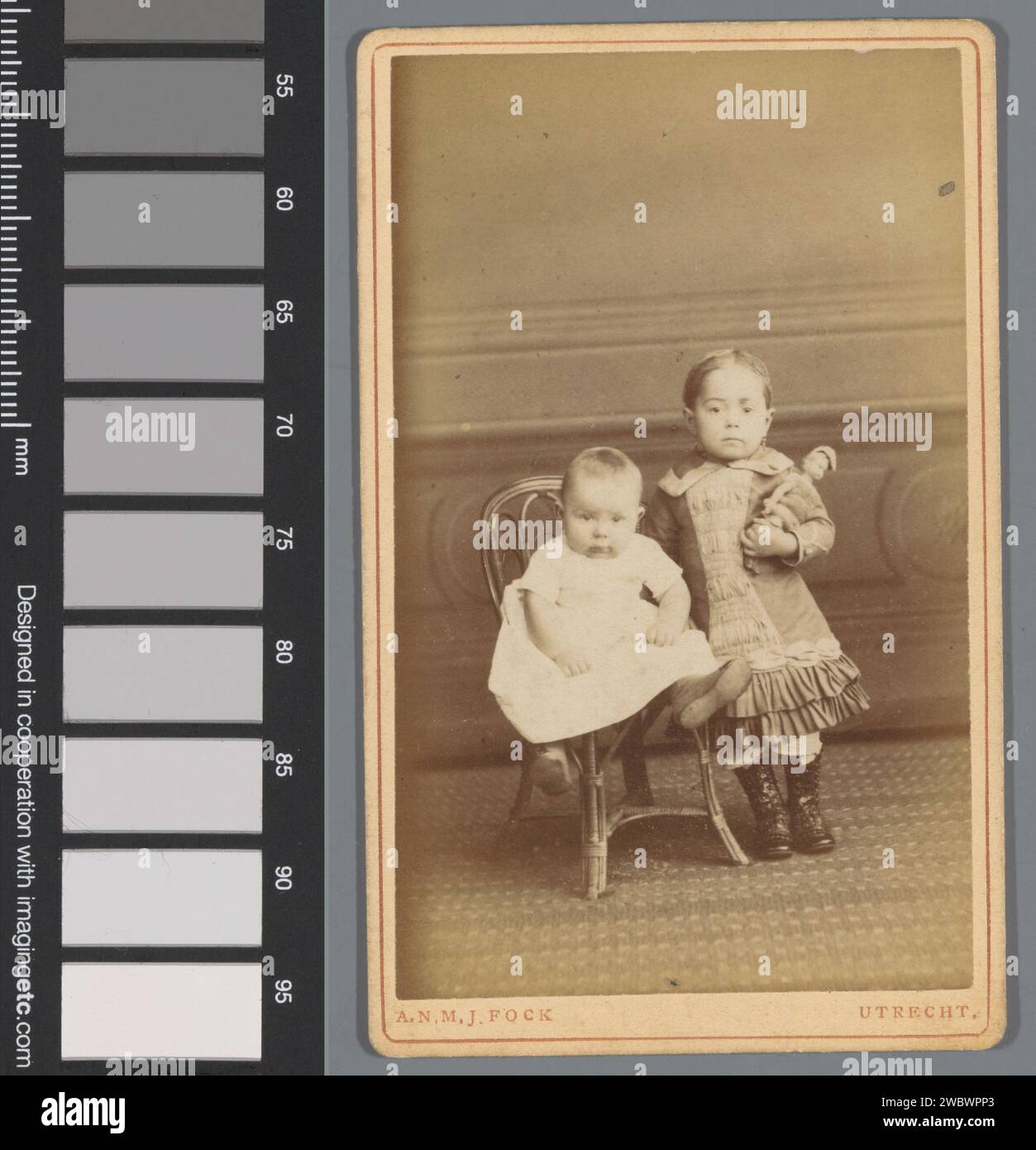 Portrait of two unknown children, Arnold Nelius Marinus Johannes Fock ...