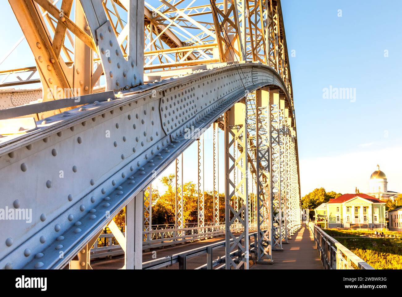First in Russia steel arch bridge across the Msta river. Built in 1905 ...