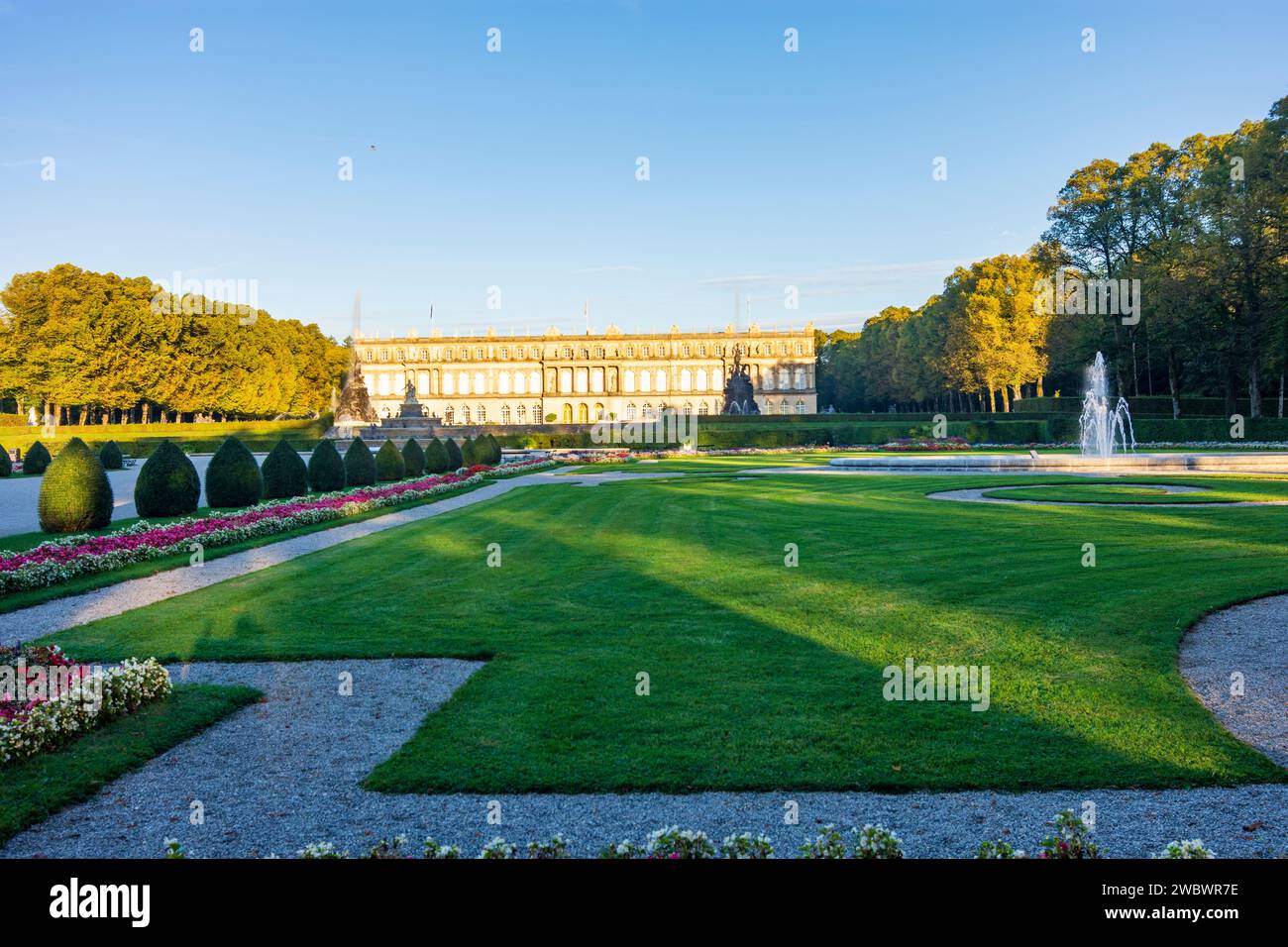 Chiemsee: palace Neues Schloss Herrenchiemsee Castle, park in ...