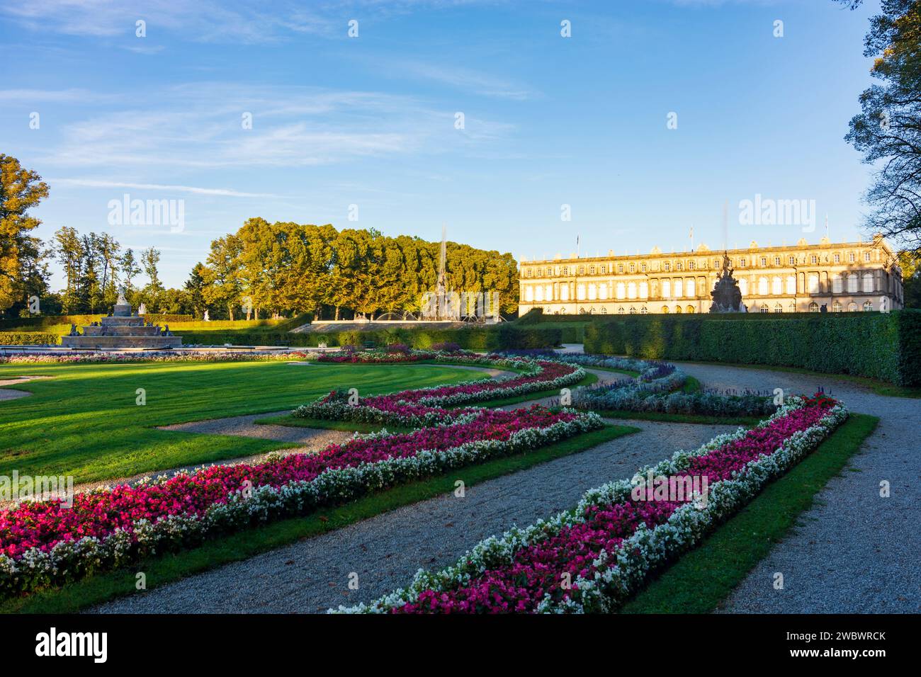 Chiemsee: palace Neues Schloss Herrenchiemsee Castle, park in ...