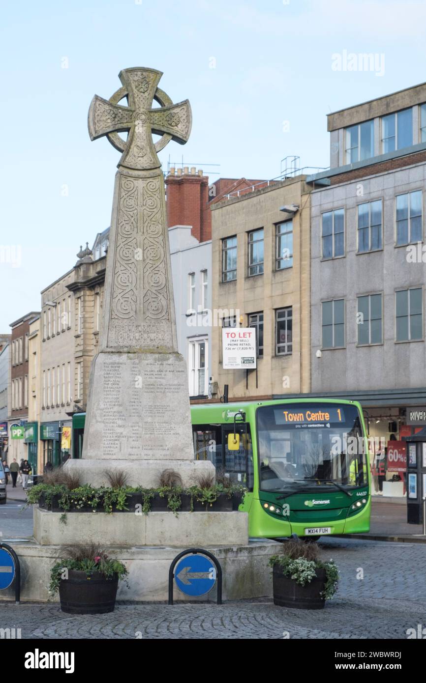 Around Taunton county town of somerset UK. The town centre and war ...
