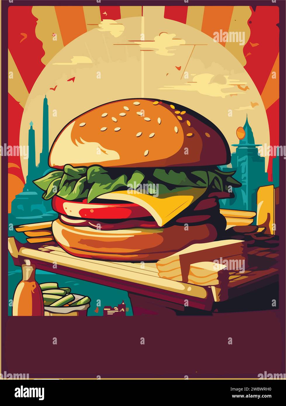 Old burger advertisement Stock Vector Images - Alamy