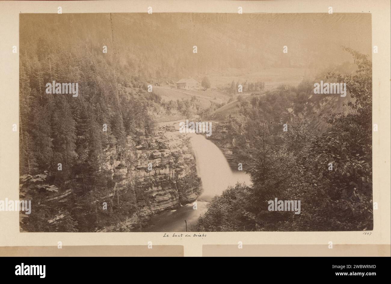 View of the Saut du Doubs Waterfall in Les Brenets, Anonymous, 1897 ...