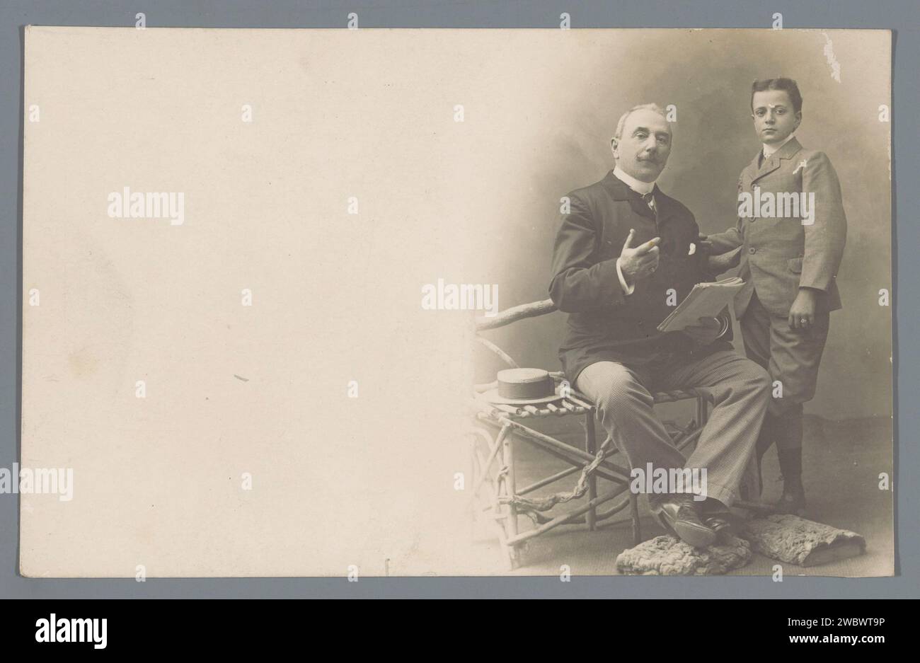 Studio portrait of an unknown old man and a boy, Francesco Reale, c ...