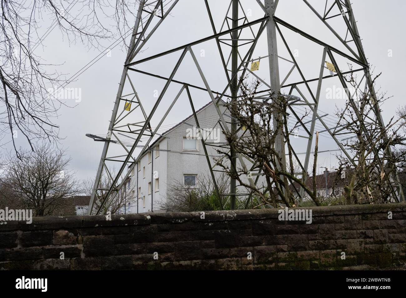 Pylon next to house hi-res stock photography and images - Alamy