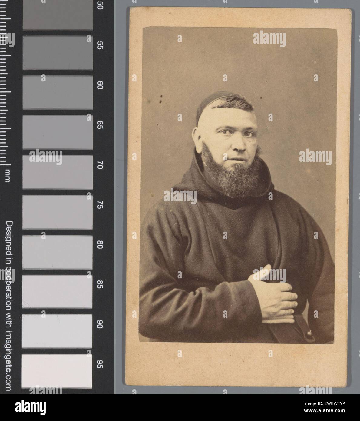 Portrait of an unknown monk, Giuseppe Malignani, 1864 - 1878 Photograph ...