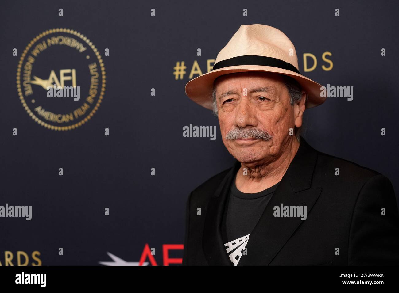 Edward James Olmo arrives at the AFI Awards on Friday, Jan. 12, 2024 ...