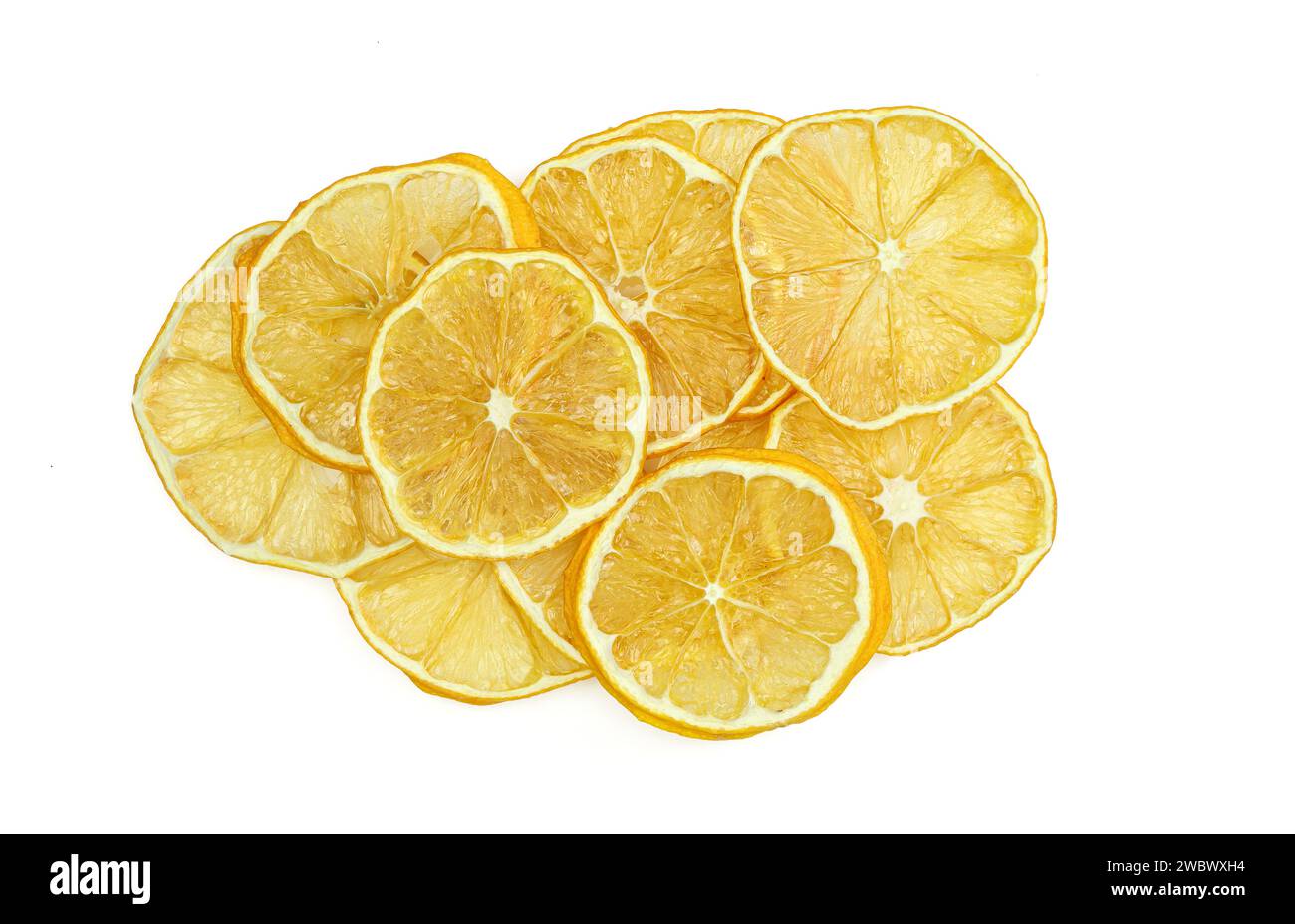 Pile of dried lemons slices isolated on white background Stock Photo ...