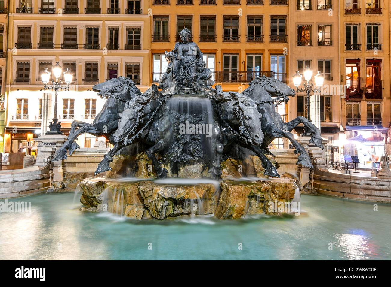 Bartholdi Fountain erected at the Place des Terreaux square in Lyon ...