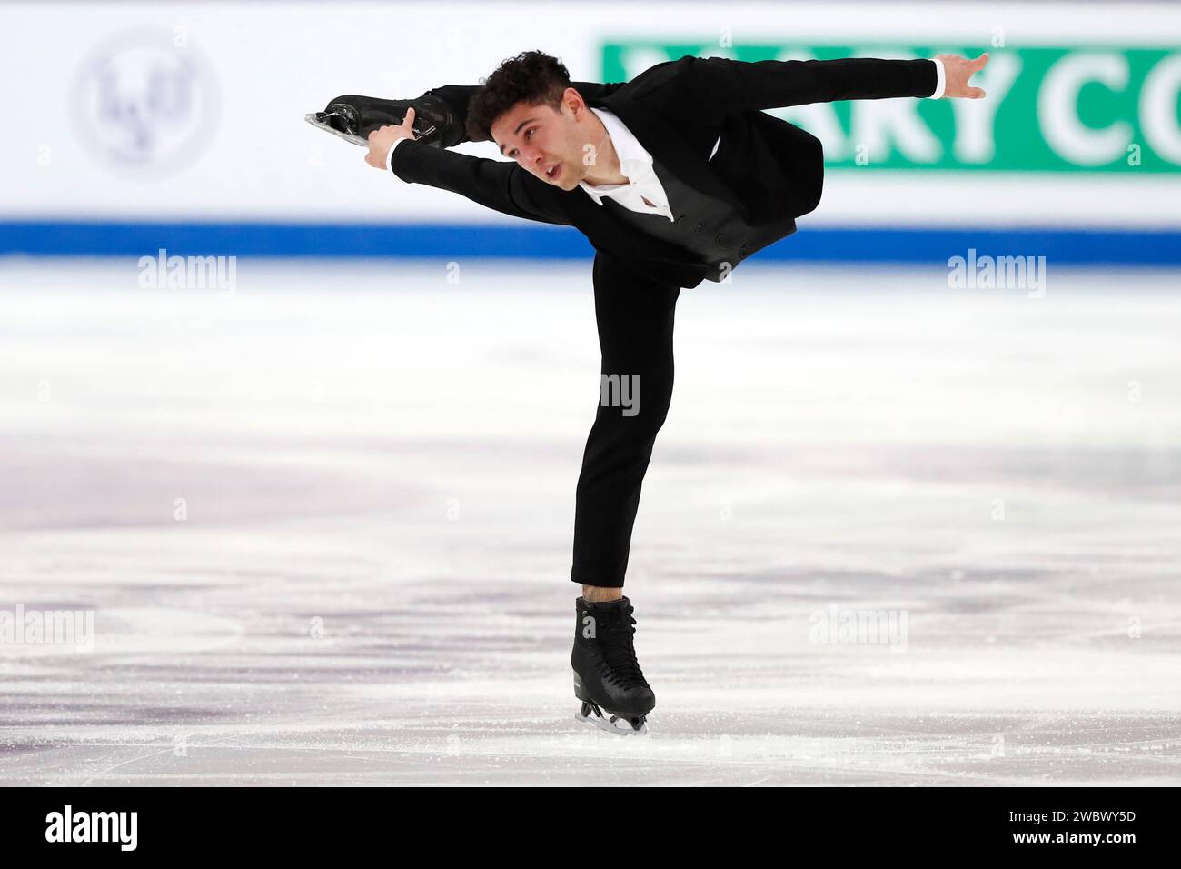 Luc Economides of France performs in men's free skating during the ISU ...