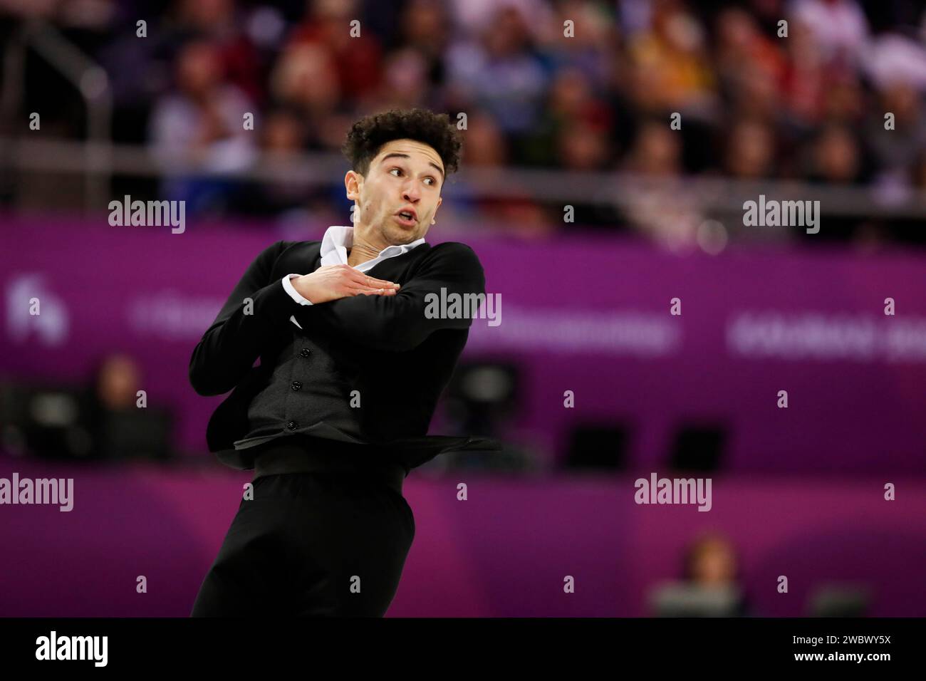 Luc Economides of France performs in men's free skating during the ISU ...