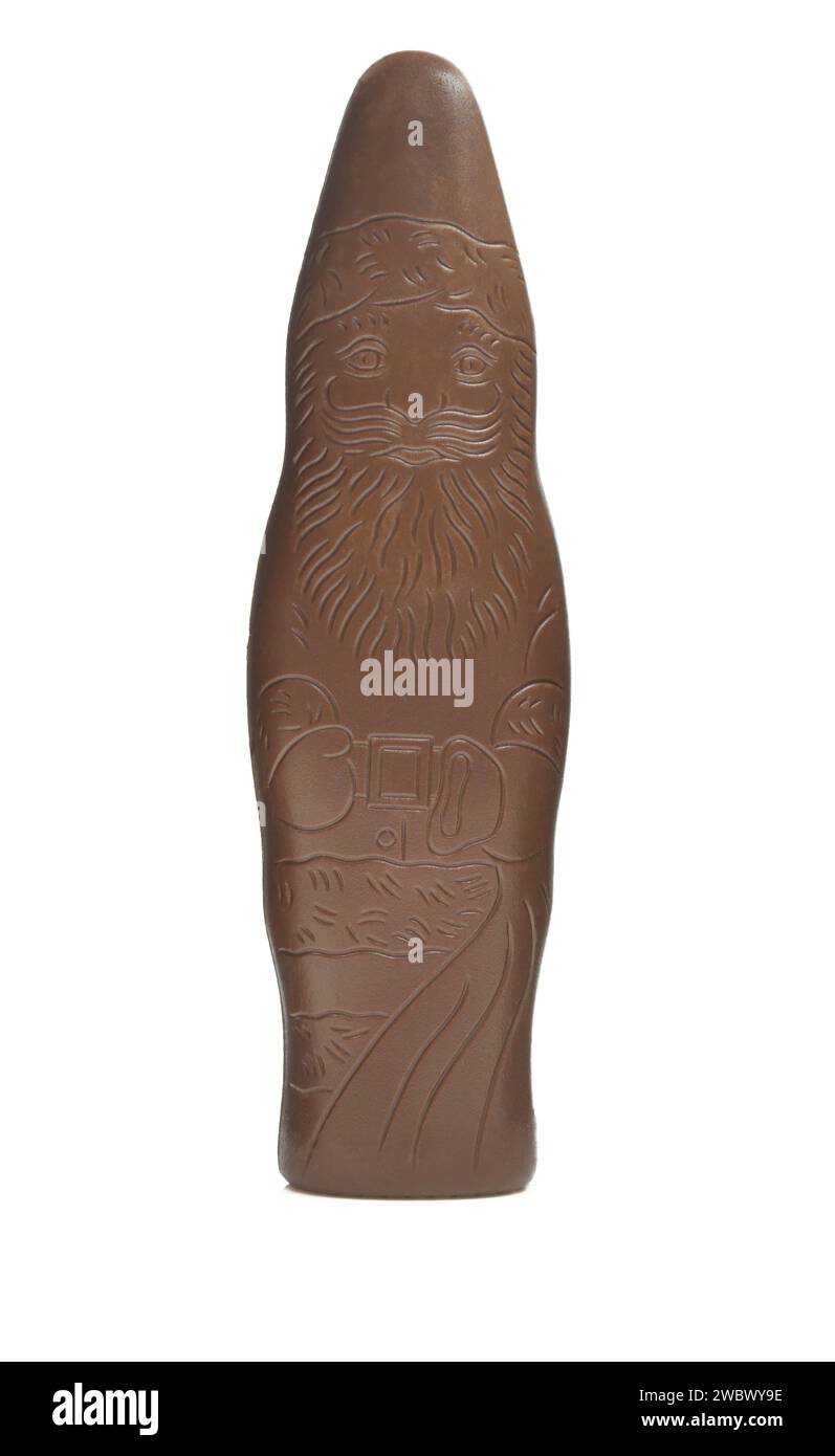 Chocolate santa claus isolated on white background Stock Photo - Alamy