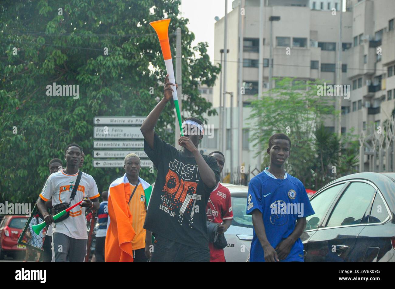 ABIDJAN, COTE D'IVORE - JANUARY 12; Fans during the TotalEnergies Caf ...