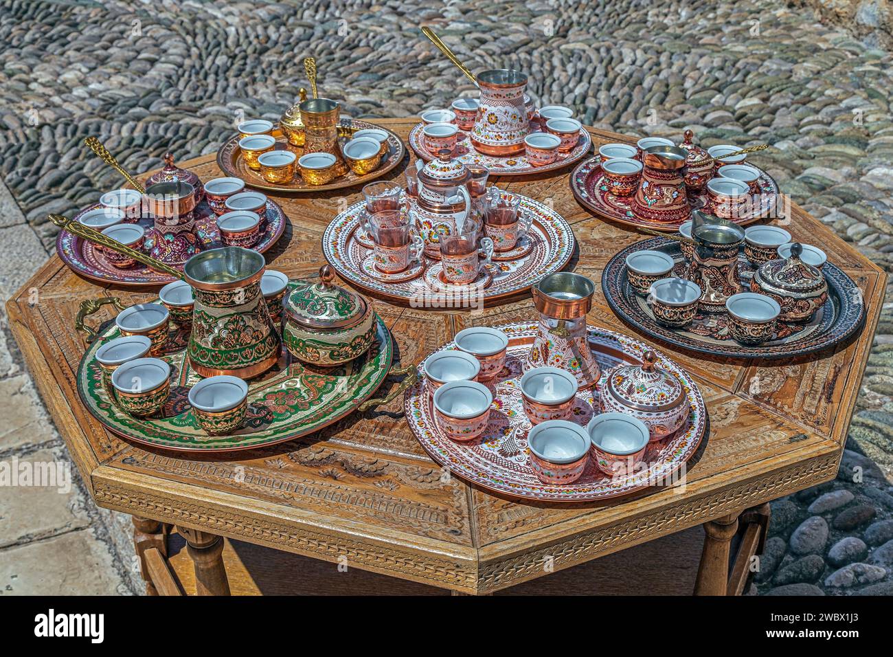 Tea and coffee drinking sets, with specific traditional decorations ...