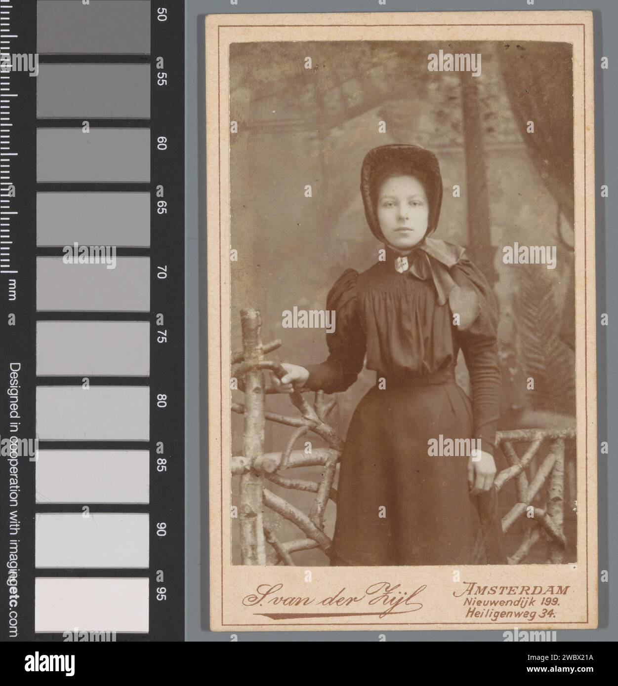 Portrait of an unknown girl at a fence, Sander van der Zijl, 1897 ...