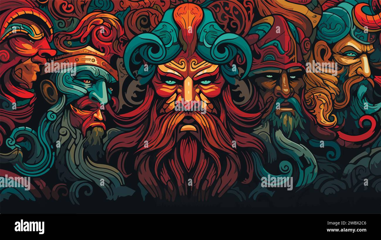 Viking illustration patterns Stock Vector Images - Alamy