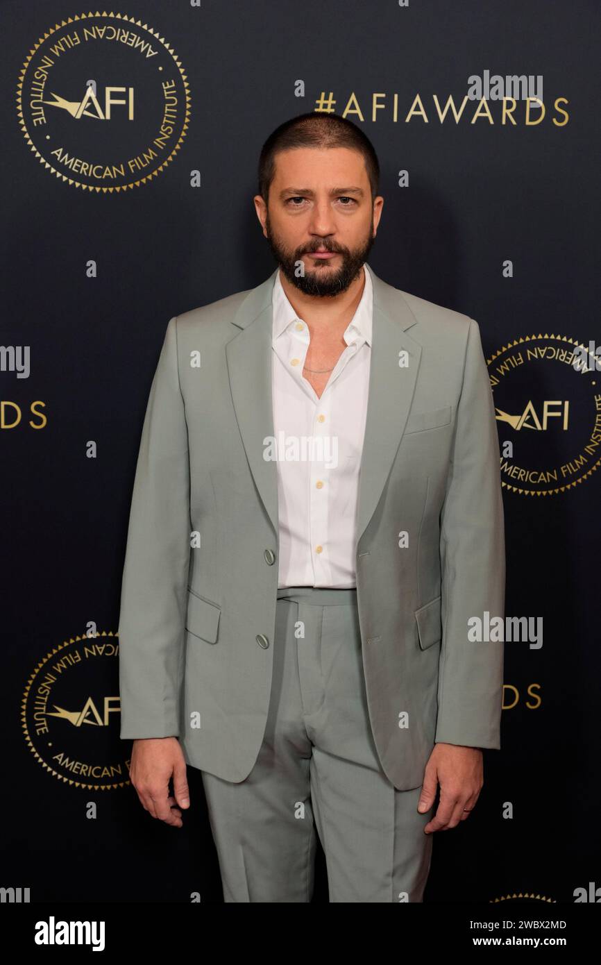 John Magaro arrives at the AFI Awards on Friday, Jan. 12, 2024, at the ...