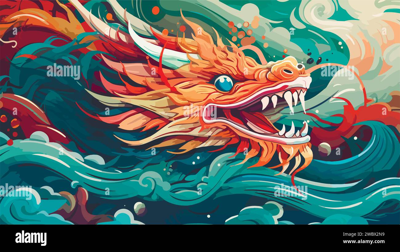 Abstract beautiful colored vector Dragon patterns. Seamless Dragon ...