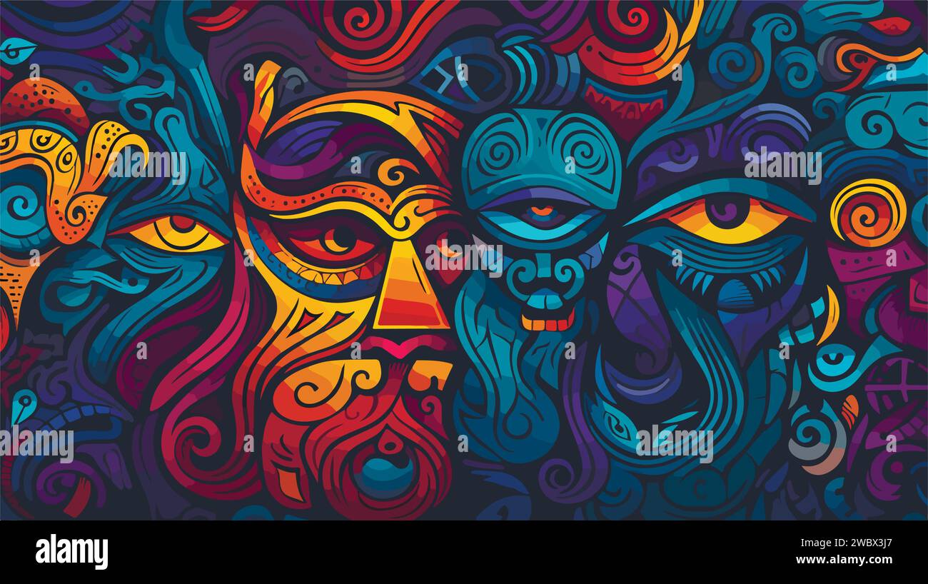 Abstract beautiful colored vector Viking patterns. Ancient warrior ...