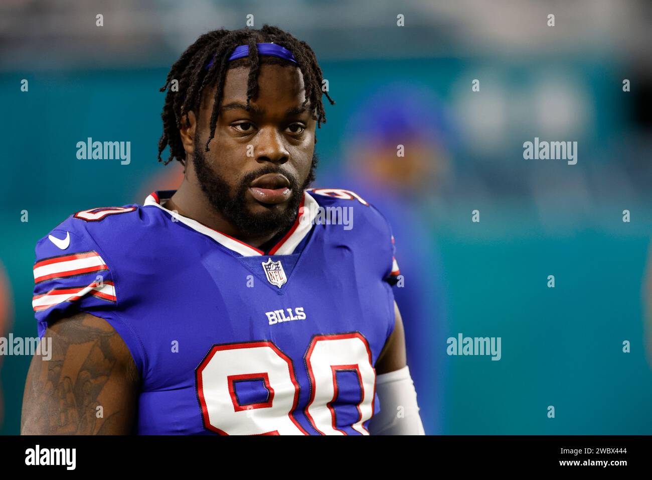 Buffalo Bills defensive end Shaq Lawson (90) during pregame warmups ...