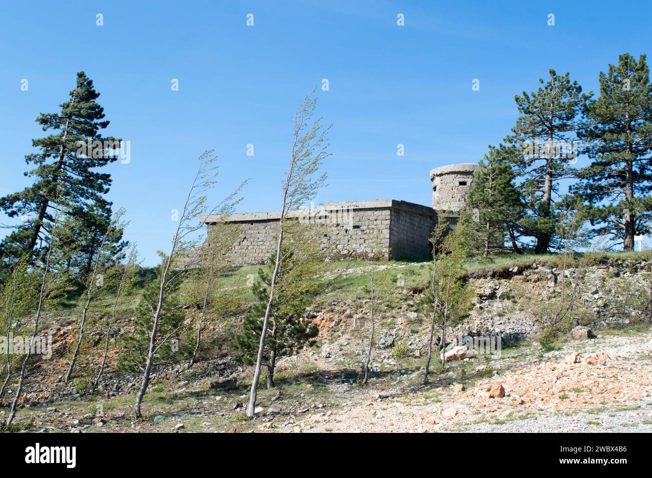 Old italian bunker from the second world war, on the mountain pass ...