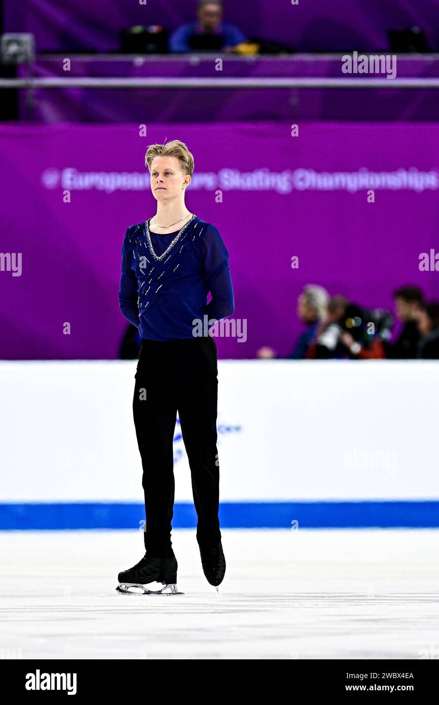 Gabriel FOLKESSON (SWE), during Men Free Skating, at the ISU European Figure Skating ...