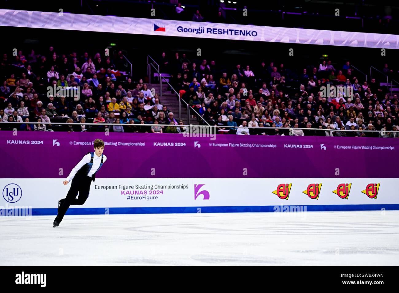 Georgii RESHTENKO (CZE), during Men Free Skating, at the ISU European Figure Skating ...