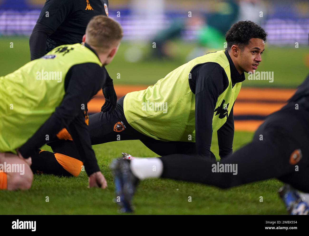 Hull City's Fabio Carvalho warms up before the Sky Bet Championship ...