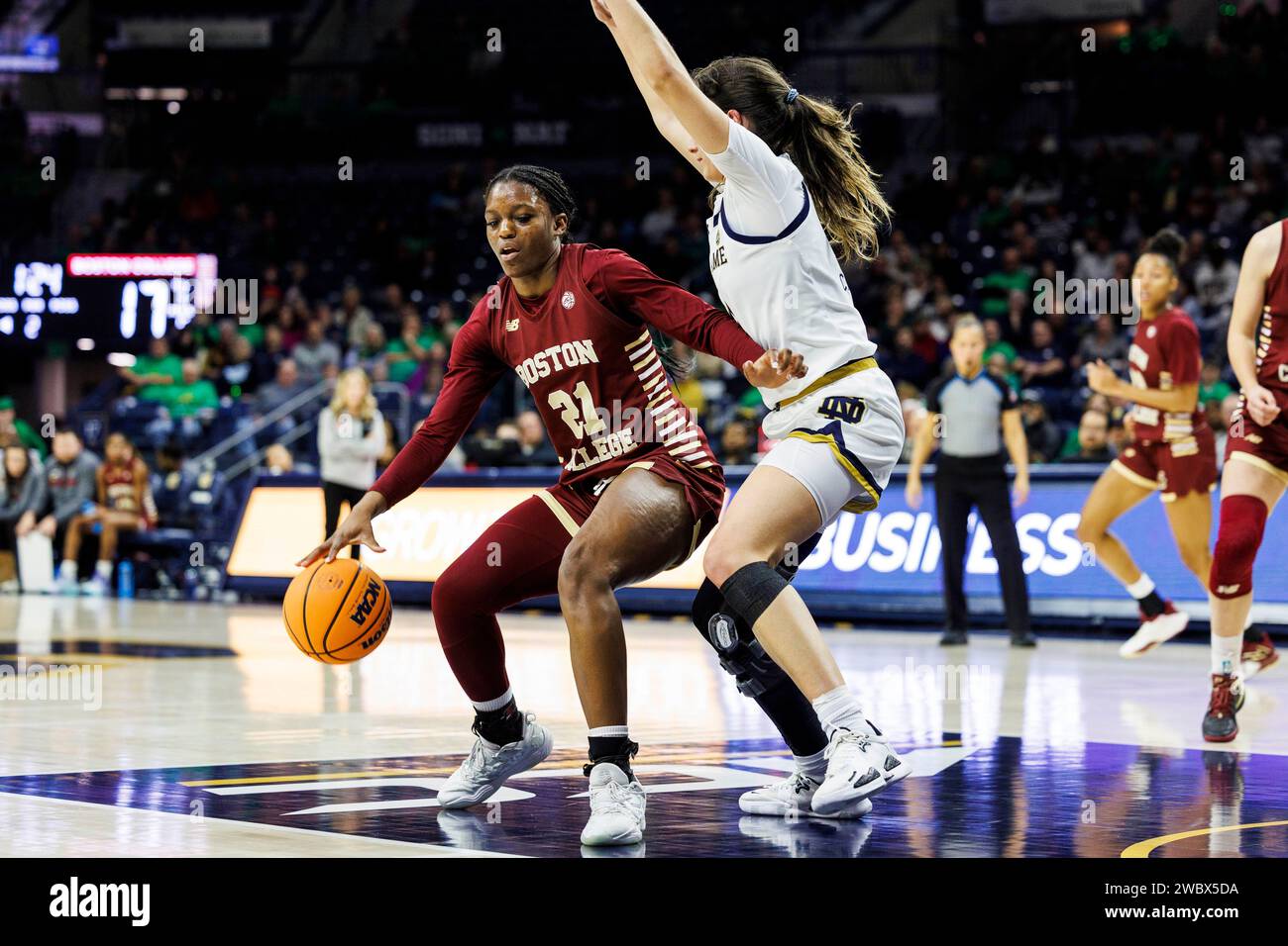 South Bend, Indiana, USA. 11th Jan, 2024. Boston College guard Andrea ...