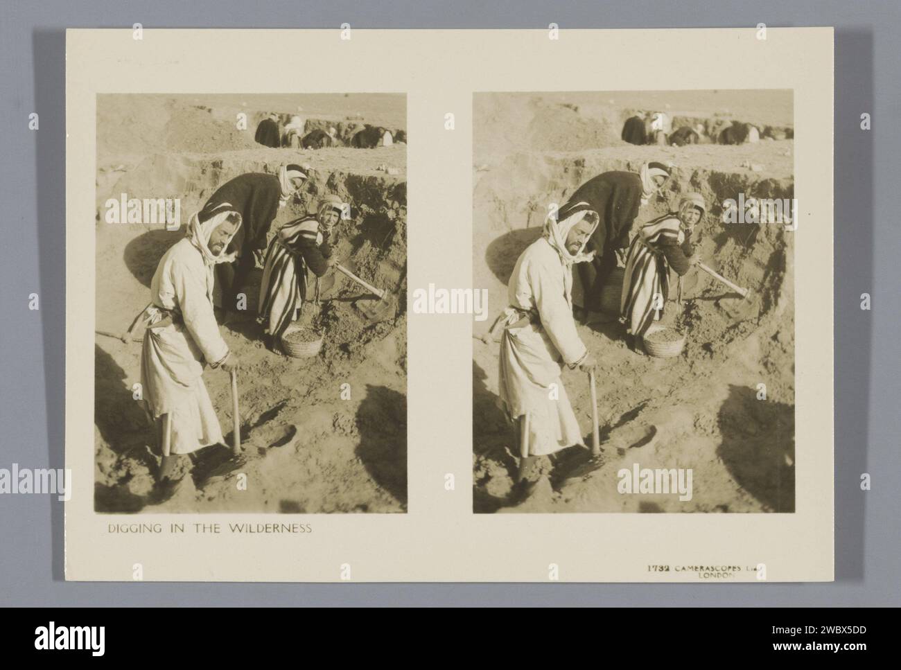 Men at an excavation in the desert, near Tell Fara, Richard St. Barbe ...