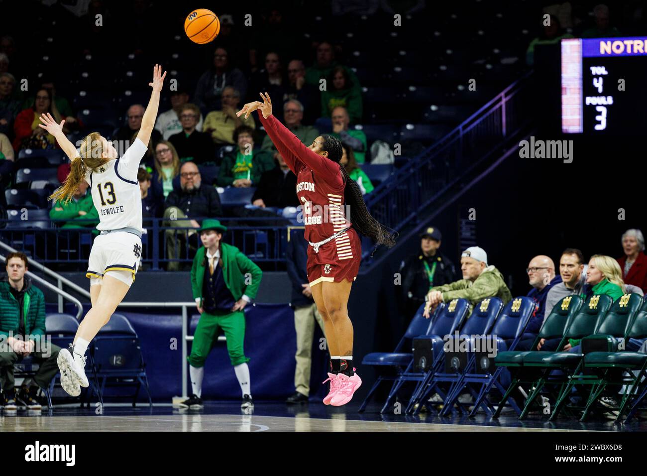 South Bend, Indiana, USA. 11th Jan, 2024. Boston College guard Kaylah ...