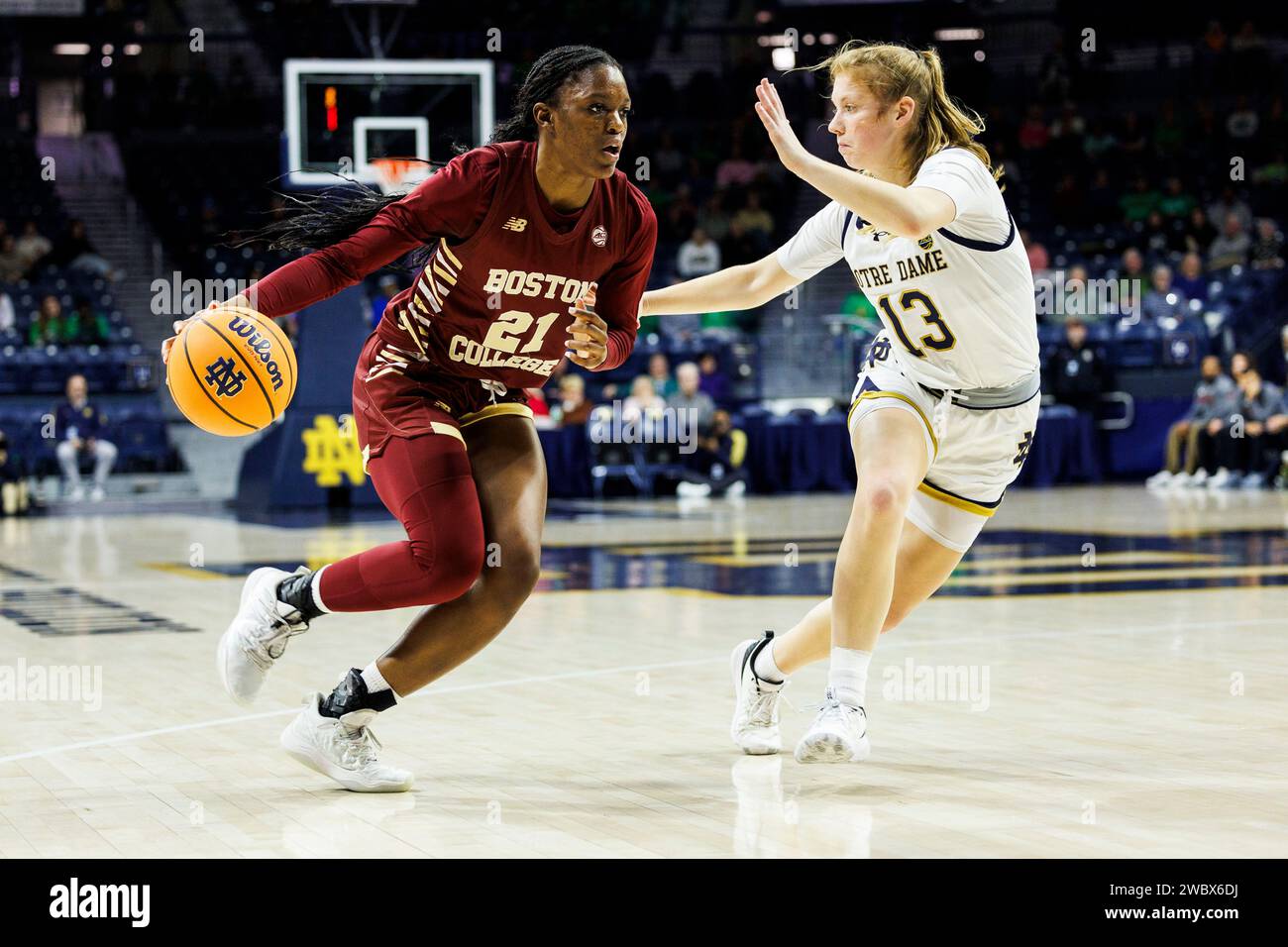 South Bend, Indiana, USA. 11th Jan, 2024. Boston College guard Andrea ...