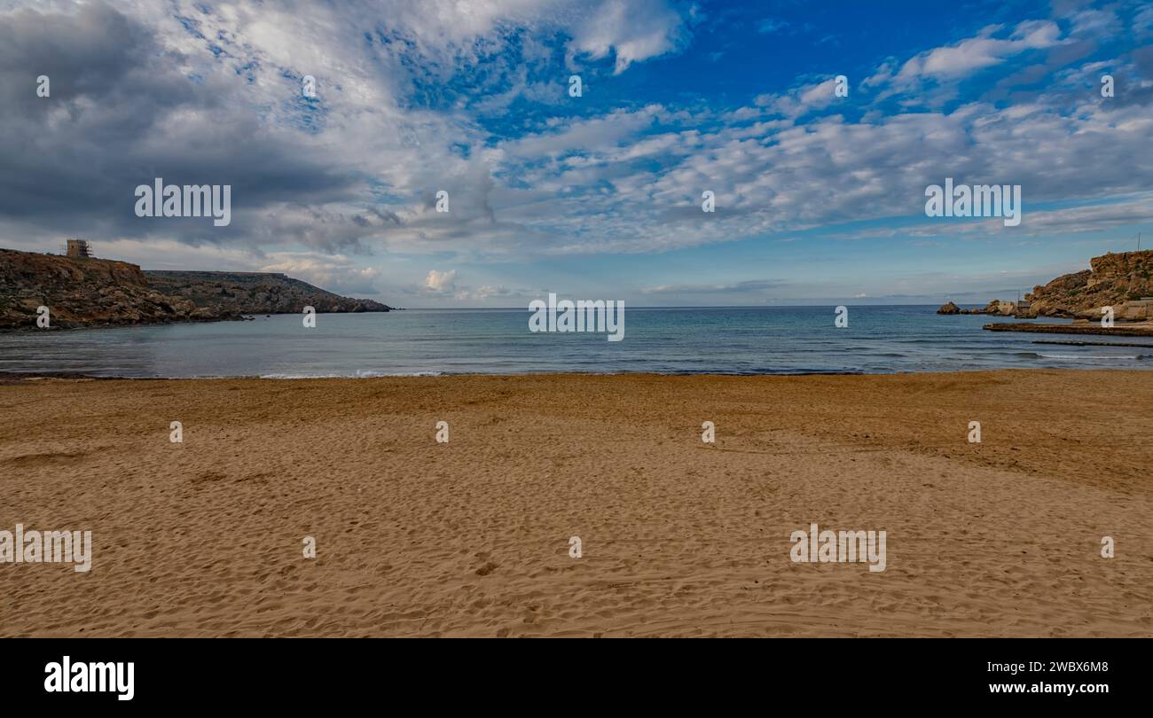 Golden Bay in Manikata, Malta Stock Photo - Alamy