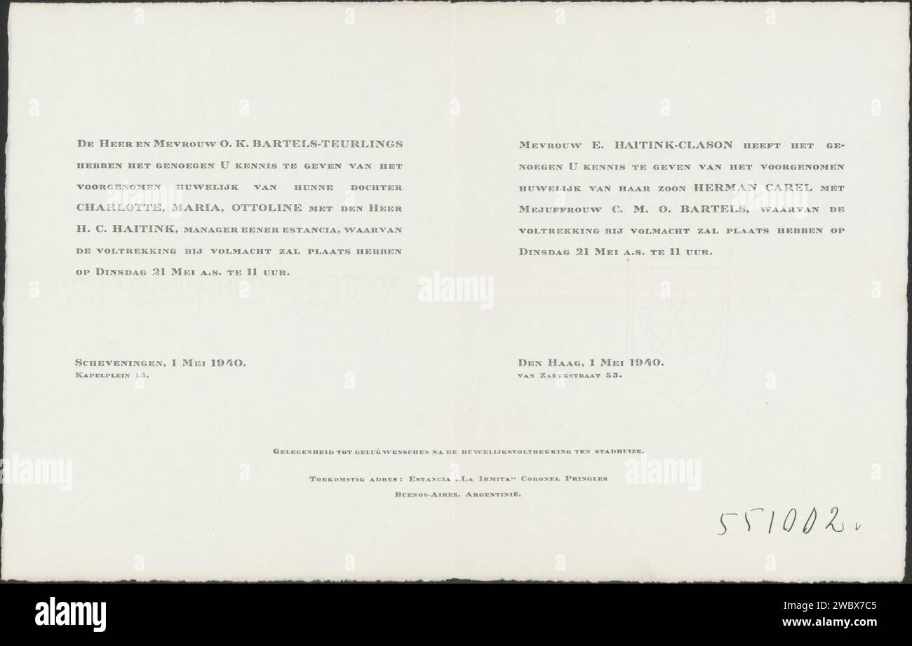 Announcement of the marriage by the proxy of Charlotte Maria Ottoline ...