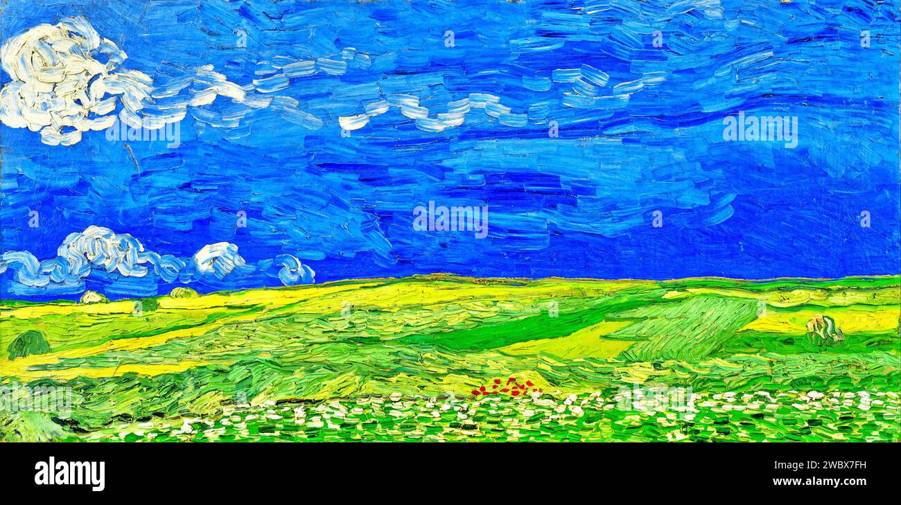 Field under storm sky 1890 (Painting) by Artist Gogh, Vincent van (1853 ...