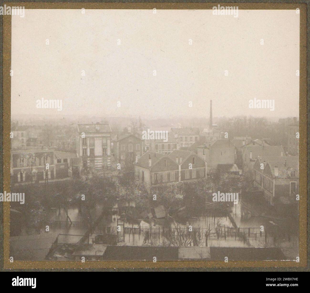 Flooded suburb of Paris seen from a window, G. Dangereux, 1910 ...
