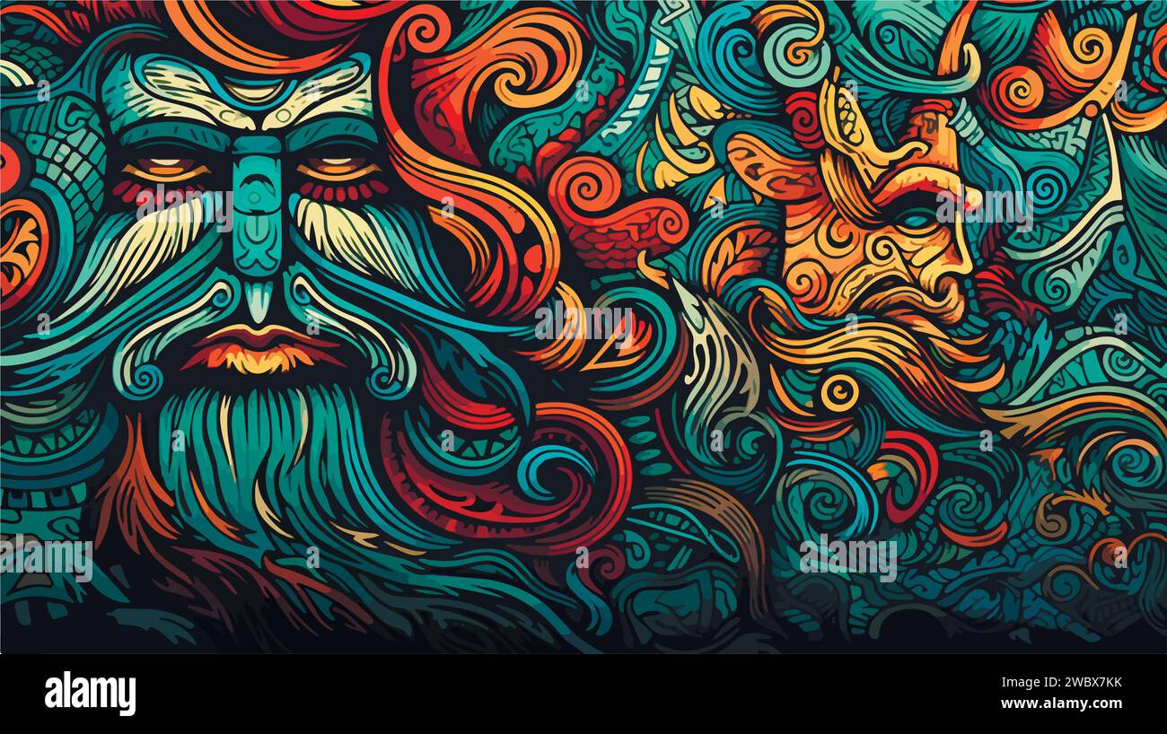 Viking illustration patterns Stock Vector Images - Alamy