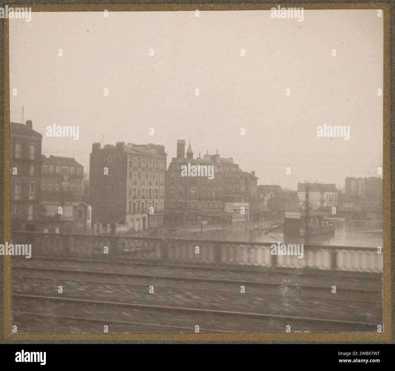Flooded street and buildings during the flood of Paris, seen from a ...