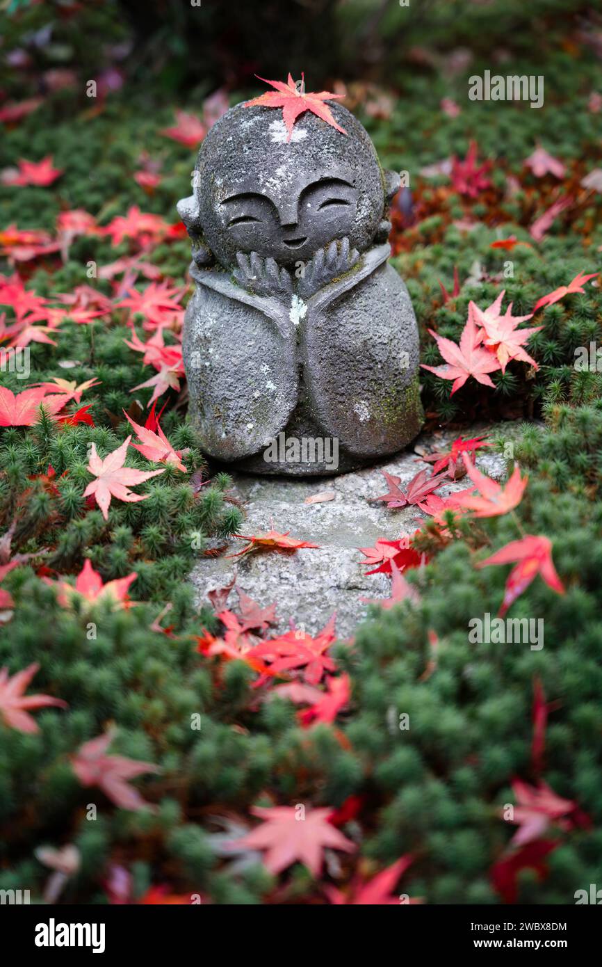 Autumn season in Kyoto, Japan, decorative sculpture with maple leaves ...