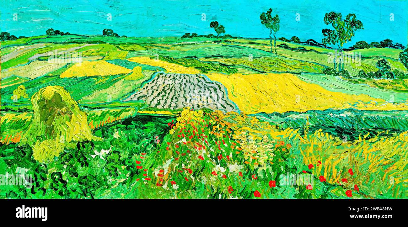 Fields at Auvers 1890 (Painting) by Artist Gogh, Vincent van (1853-90 ...