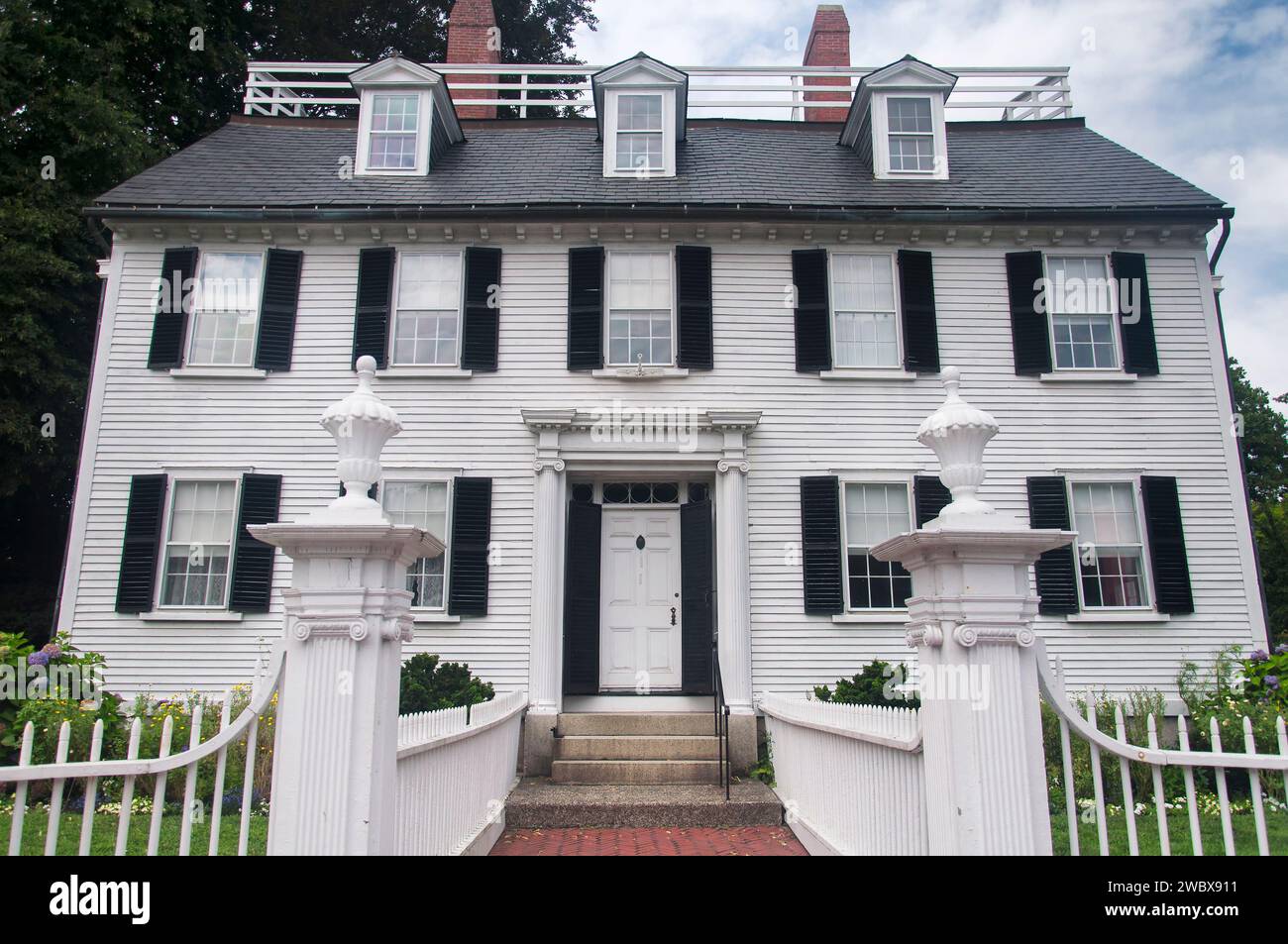 the exterior to the historic landmark Ropes mansion and museum in Salem ...