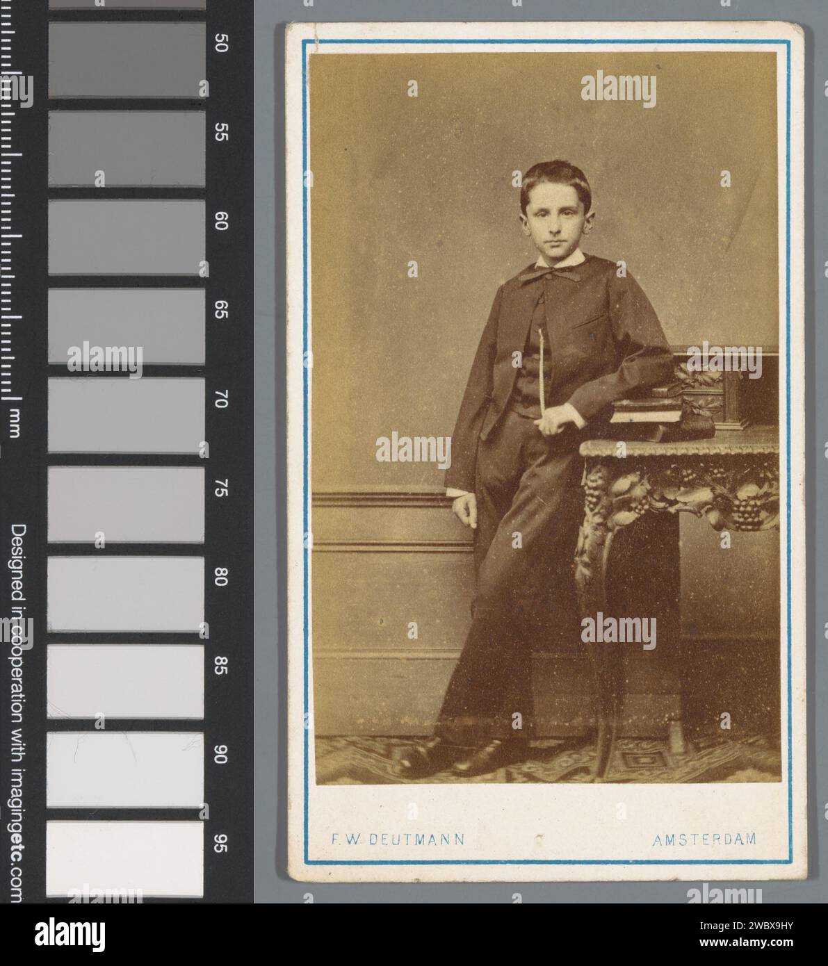 Portrait of an unknown boy, standing next to a table, Franz Wilhelm ...