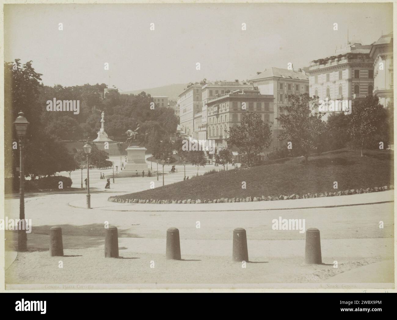 View of Piazza Corvetto in Genoa, Alfredo Noack, c. 1870 - c. 1900 ...