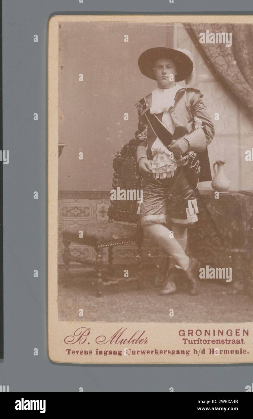 Portrait of an unknown Groningen student in Maskeradekostuum, Berend ...