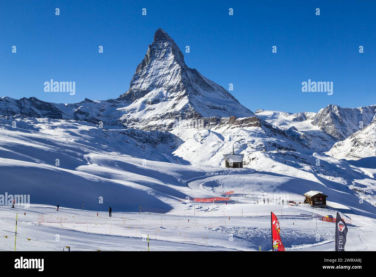 Riffelberg, Switzerland - January 06. 2022: The popular winter ski ...