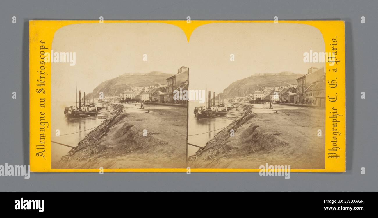 View of the quay along the Danube in Budapest, Charles Gaudin, 1868 stereograph Budapest ...